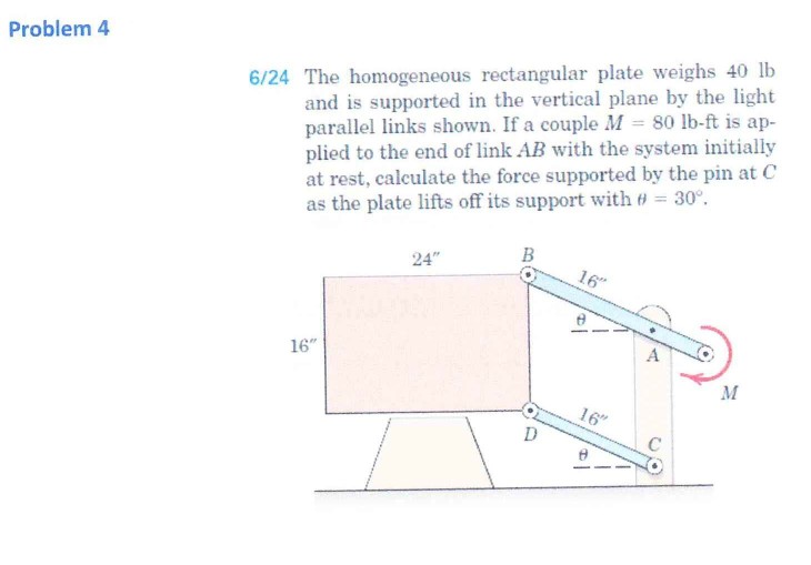 Solved Problem 4 6/24 The homogeneous rectangular plate | Chegg.com