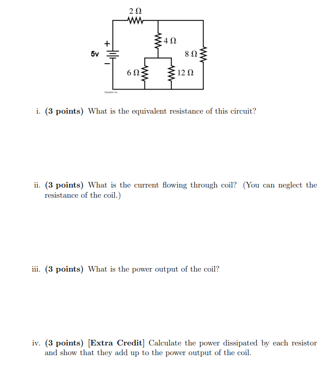 i. (3 ﻿points) ﻿What is the equivalent resistance of | Chegg.com