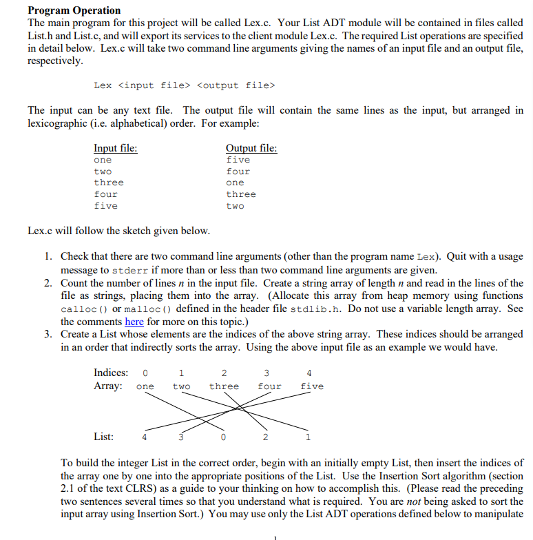 Solved Program Operation The main program for this project | Chegg.com