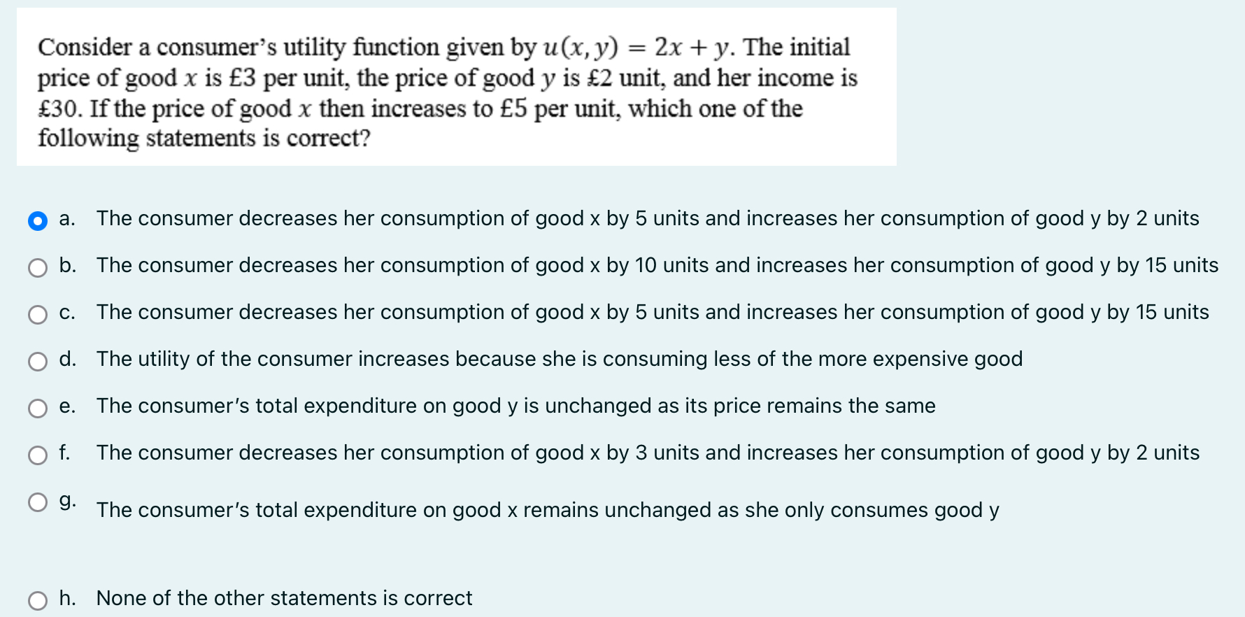 Solved Consider a consumer's utility function given by | Chegg.com
