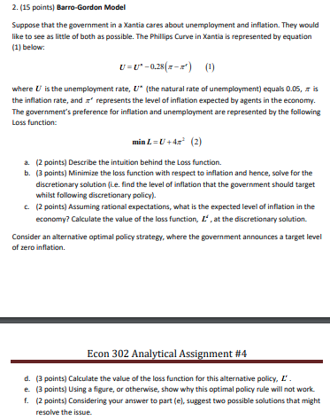 2. (15 points) Barro-Gordon Model Suppose that the | Chegg.com