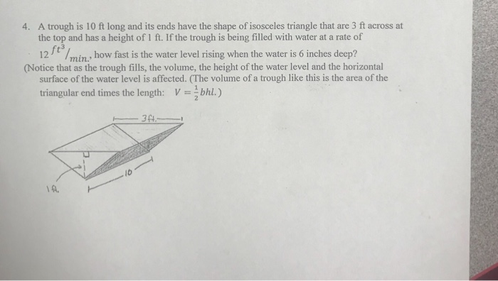Solved A trough is 10 ft long and its ends have the shape of | Chegg.com