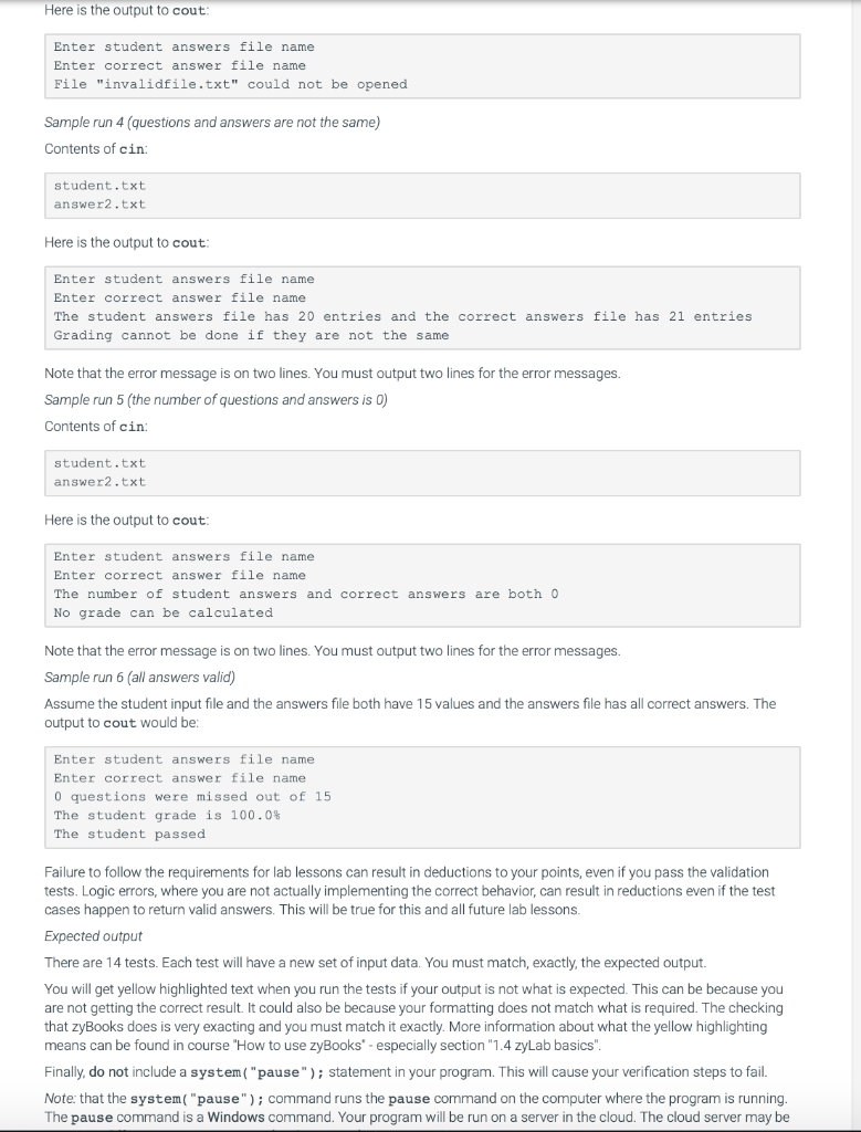 Solved C++ requirements • The program must make use of two | Chegg.com