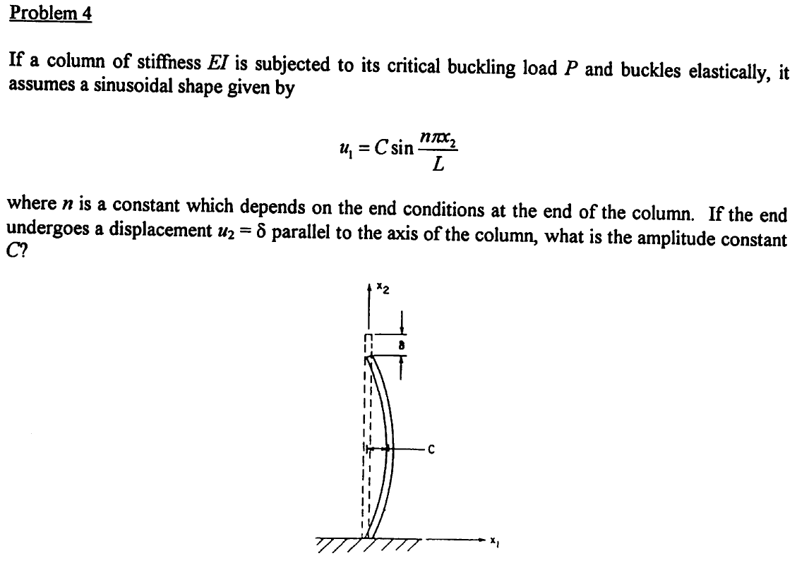Problem 4 If a column of stiffness El is subjected to | Chegg.com