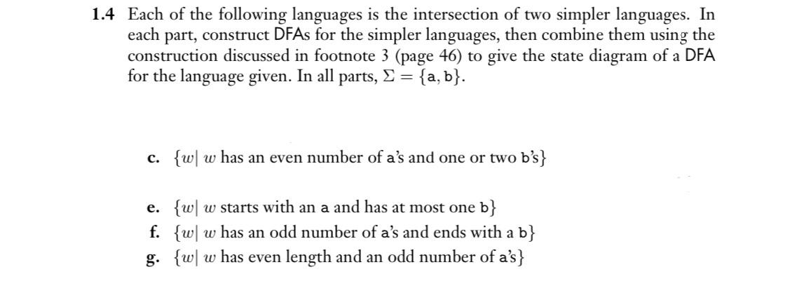 Solved 1.4 Each of the following languages is the | Chegg.com