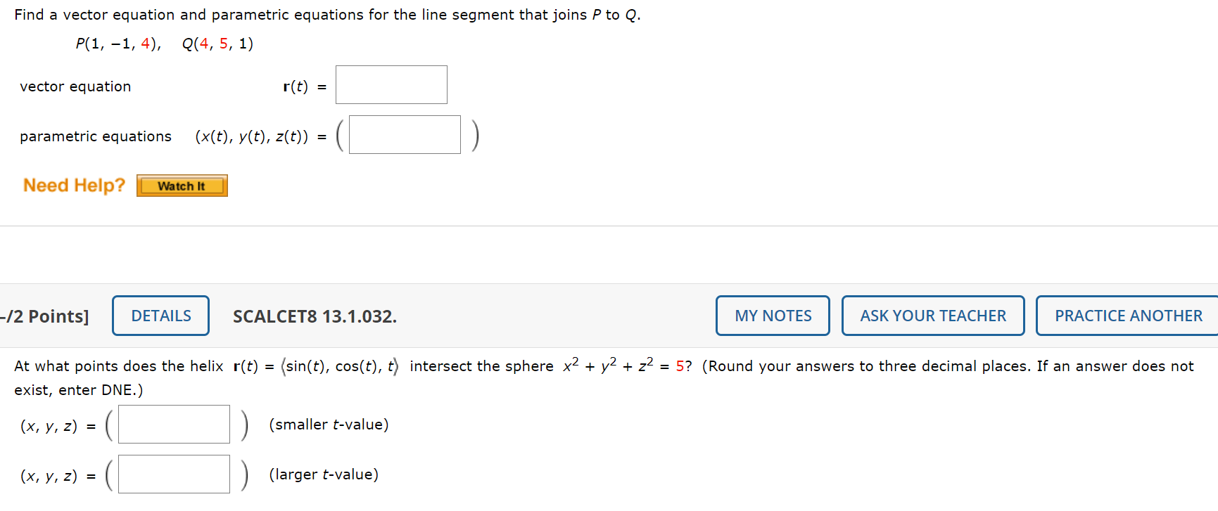 Solved Find A Vector Equation And Parametric Equations For