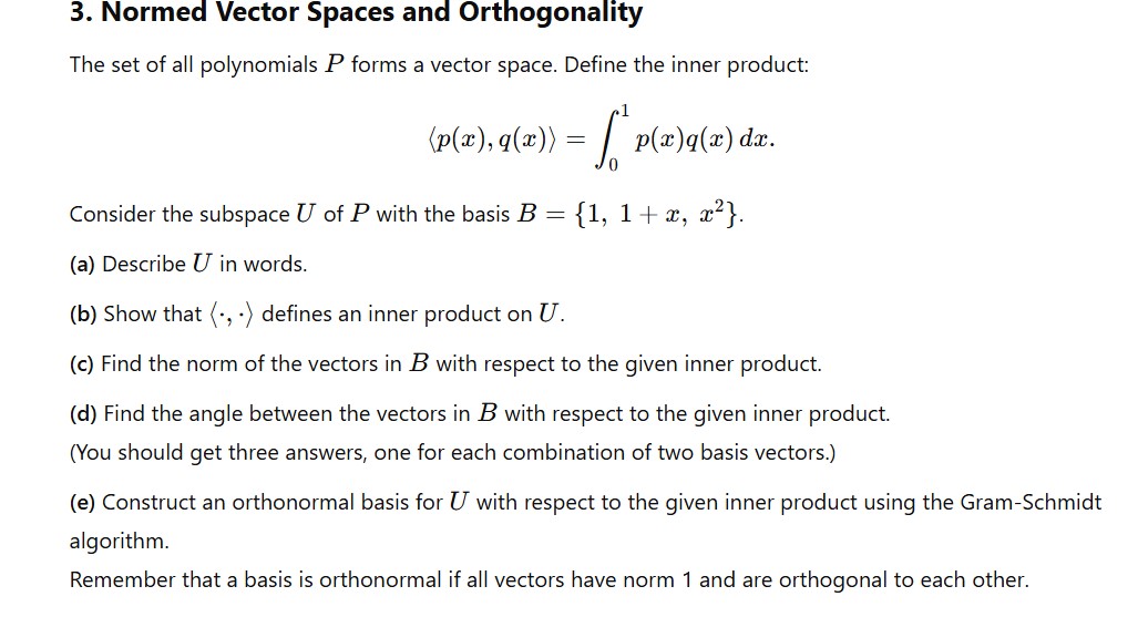 Solved Normed Vector Spaces and OrthogonalityThe set of ﻿all | Chegg.com