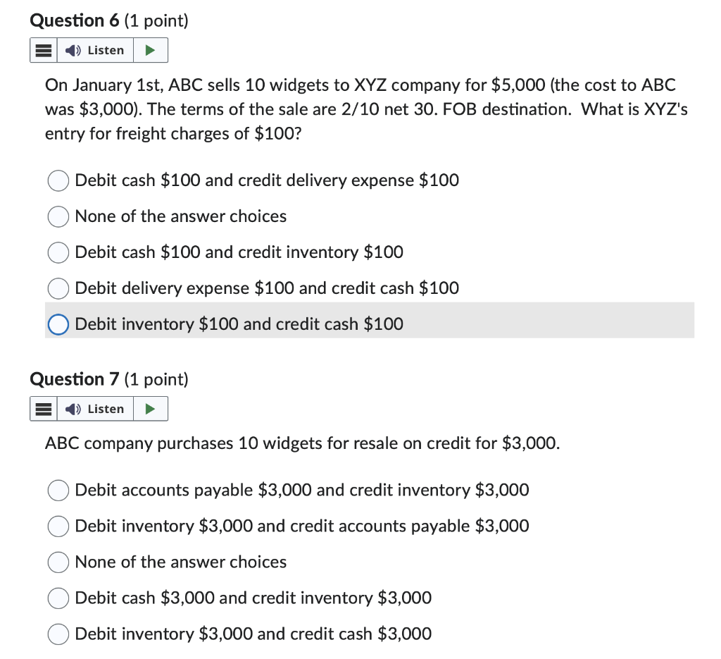 Solved On January 1st, ABC sells 10 widgets to XYZ company | Chegg.com