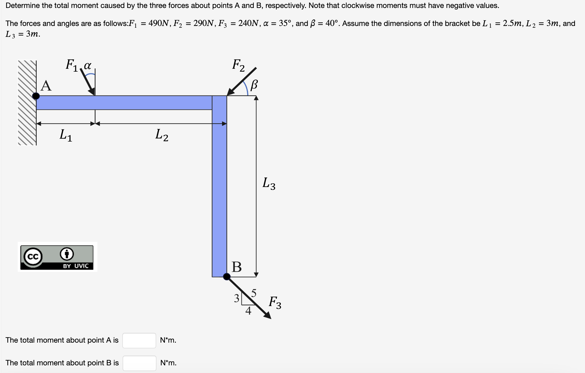 Solved Determine the total moment caused by the three forces | Chegg.com