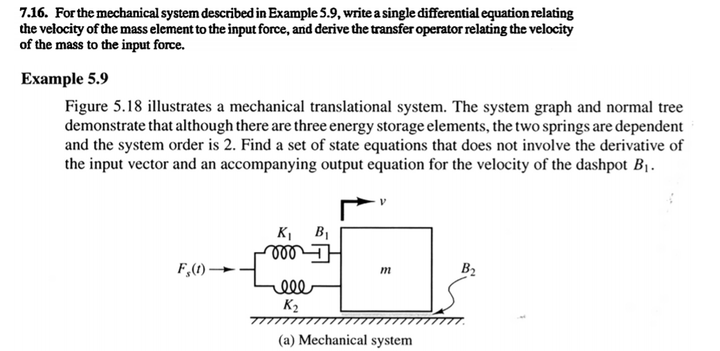 Solved 7.16. For the mechanical system described in Example | Chegg.com