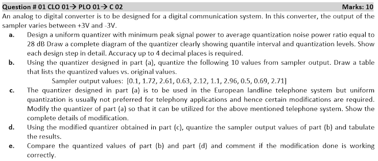 Solved a. Question #01 CLO 01→ PLO 01 → C02 Marks: 10 An | Chegg.com