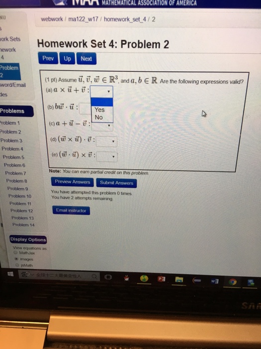 Solved Nu Mathematical Association Of America Webwork Ma122