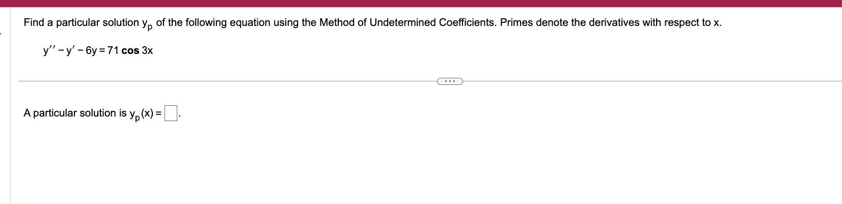 Solved Find a particular solution yp of the following | Chegg.com