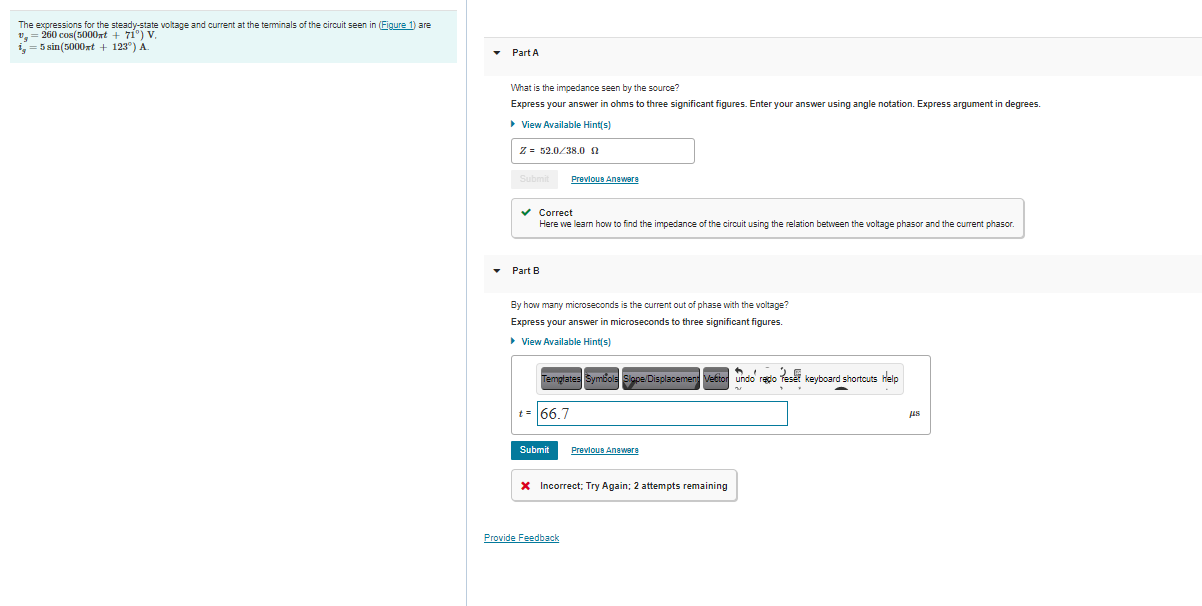 Solved By how many microseconds is the current out of phase | Chegg.com
