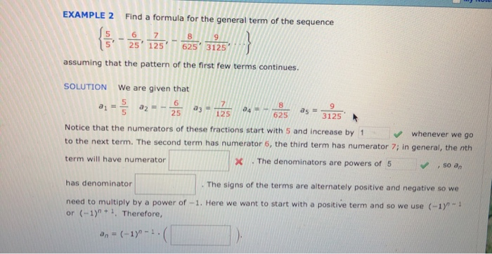 Solved EXAMPLE 2 Find a formula for the general term of the | Chegg.com