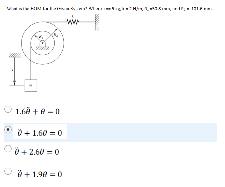 Solved What is the EOM for the Given System? Where: m=5 | Chegg.com
