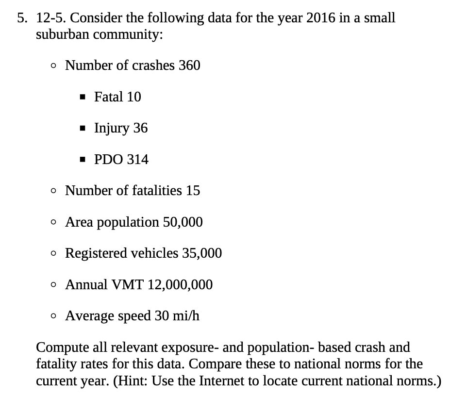 Solved 12-5. Consider the following data for the year 2016 | Chegg.com