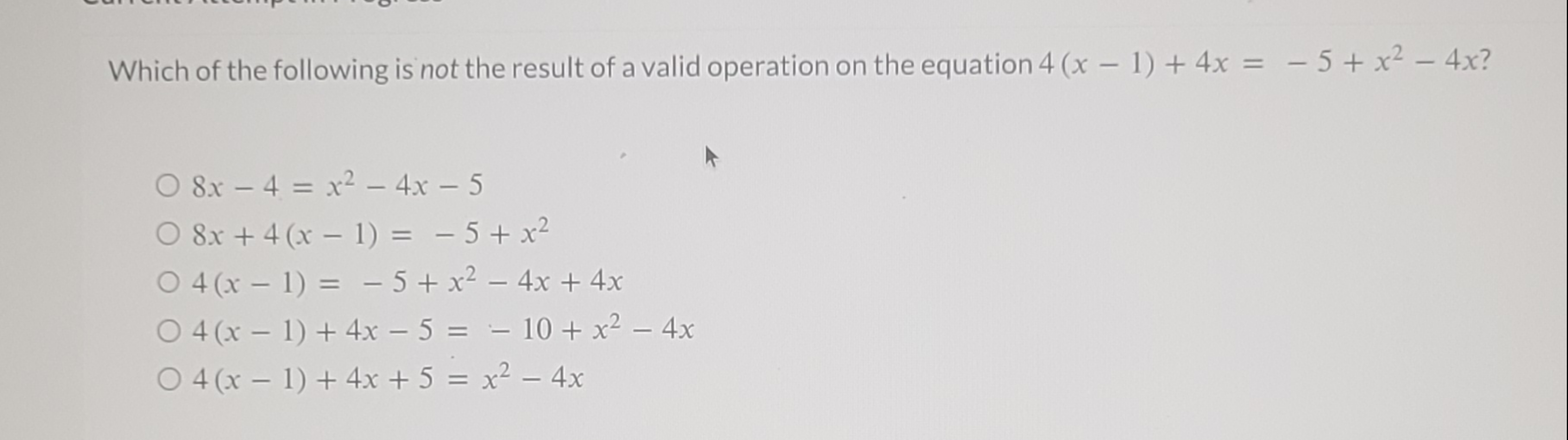 Which of the following is not the result of a valid | Chegg.com