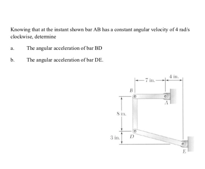 Solved Knowing that at the instant shown bar AB has a | Chegg.com