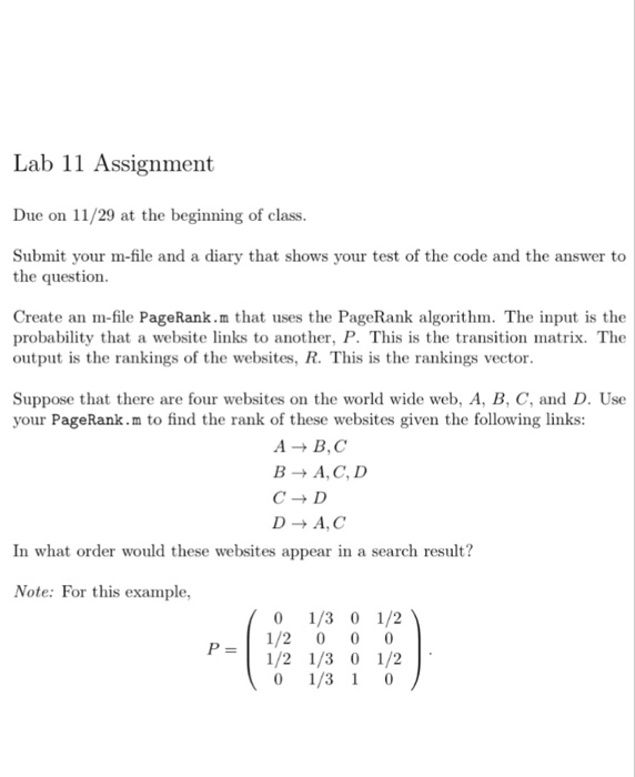 Solved Lab 11 Assignment Due on 11/29 at the beginning of | Chegg.com