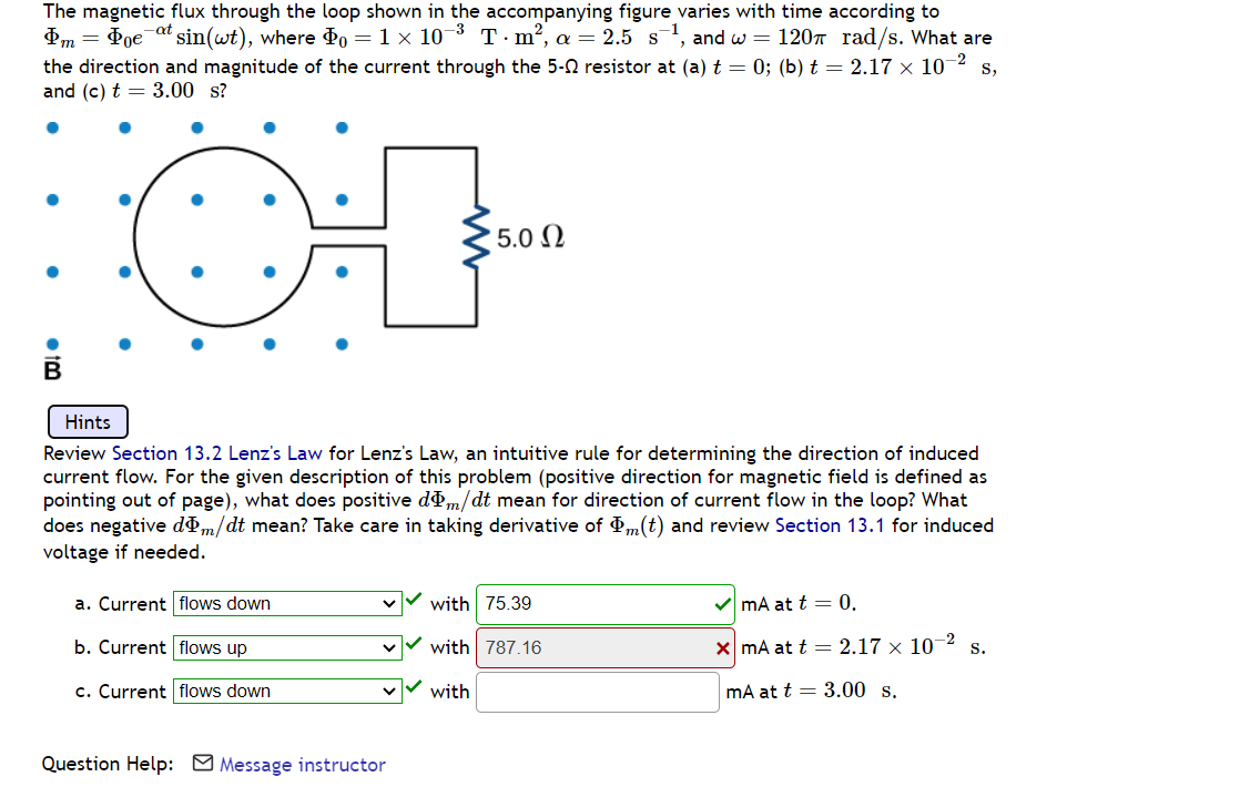 Solved The magnetic flux through the loop shown in the | Chegg.com