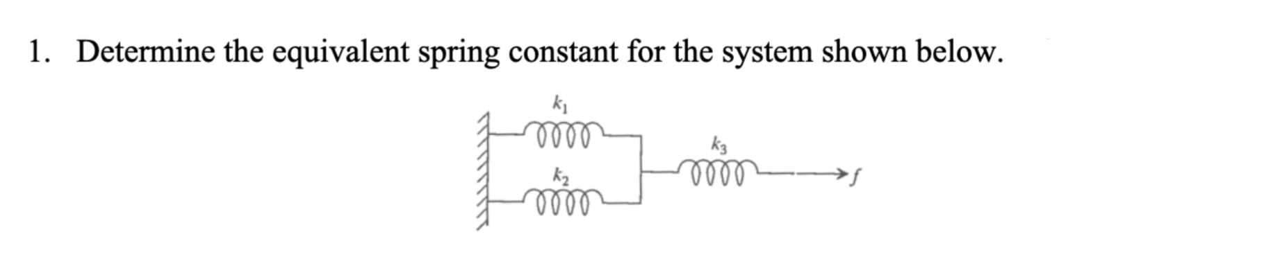 Solved 1. Determine the equivalent spring constant for the | Chegg.com