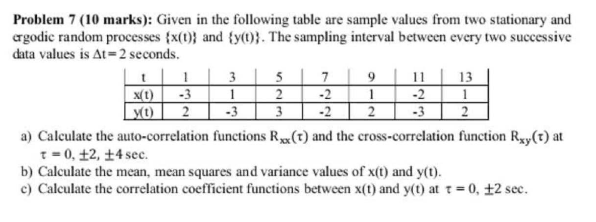 3 9 Problem 7 (10 marks): Given in the following | Chegg.com
