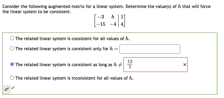 Solved onsider the following augmented matrix for a linear | Chegg.com