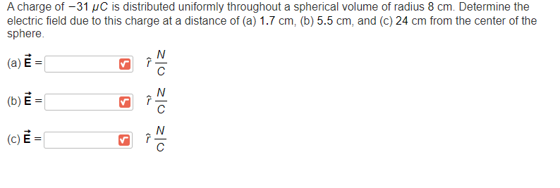 Solved A charge of -31 µC is distributed uniformly | Chegg.com