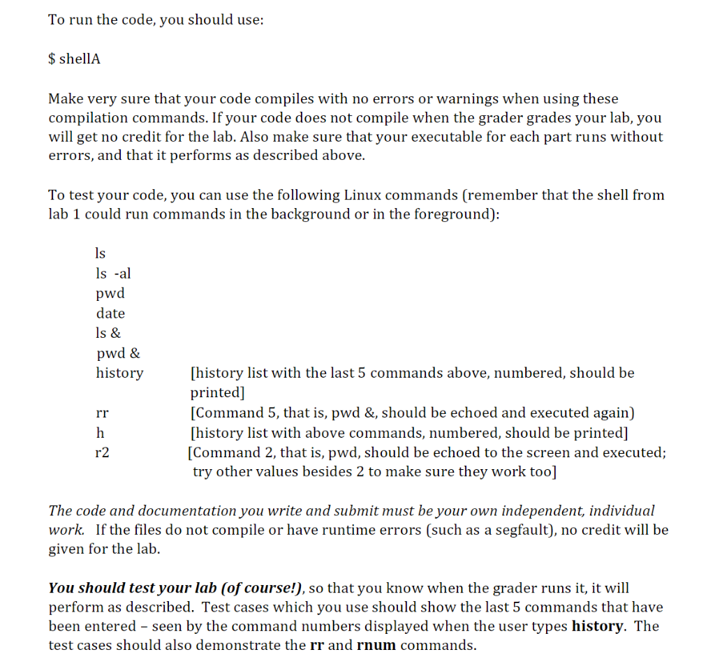 Solved 1. Goal: Enhance the shell written for Lab 1. 2. | Chegg.com