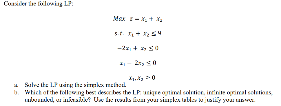 Solved Consider the following LP: Maxz=x1+x2 s.t. | Chegg.com