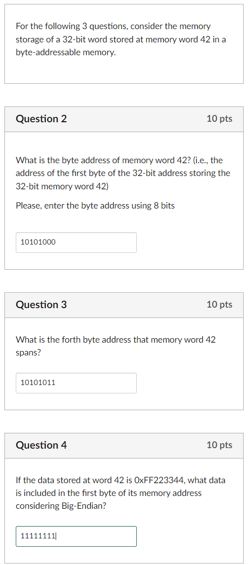 Solved For the following 3 questions, consider the memory | Chegg.com