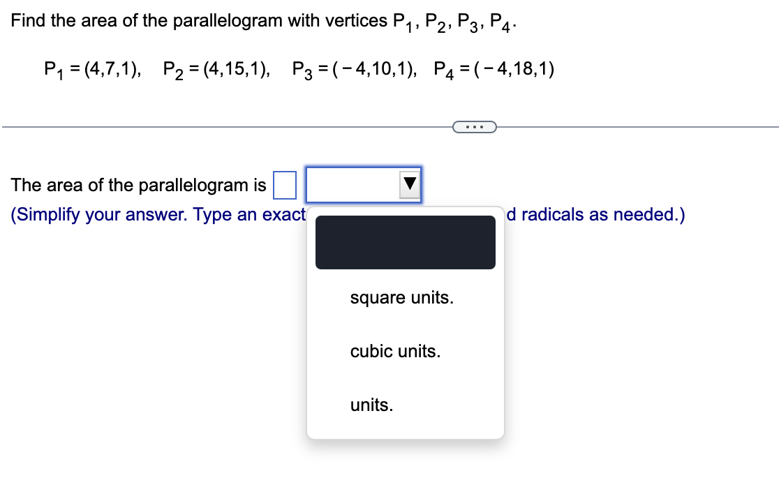 Solved Find the area of the parallelogram with vertices | Chegg.com