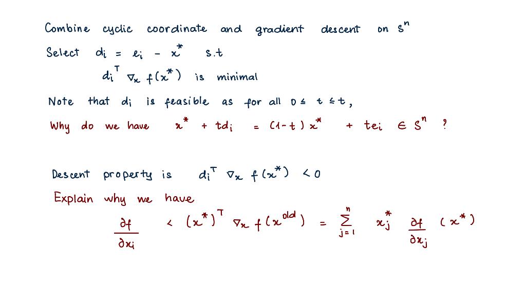 Combine cyclic coordinate and gradient descent on sh | Chegg.com