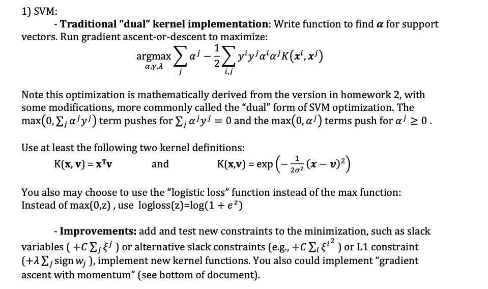 Solved Implement a traditional SVM classifier from scratch | Chegg.com