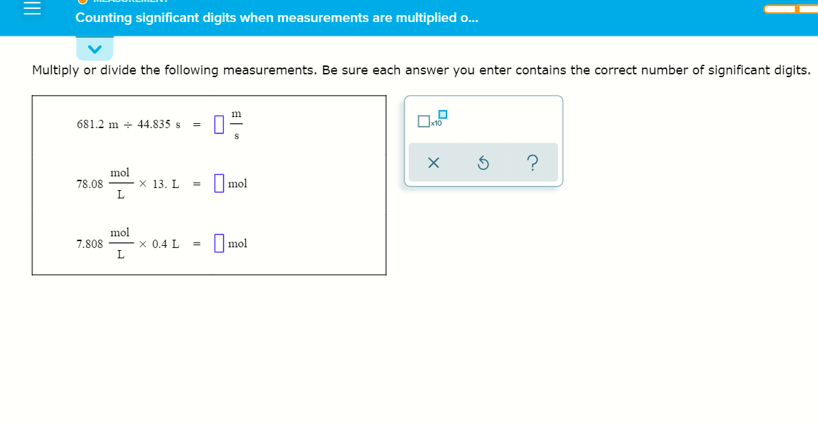 Solved III Counting significant digits when measurements are | Chegg.com