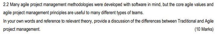 Solved 2.2 Many agile project management methodologies were | Chegg.com