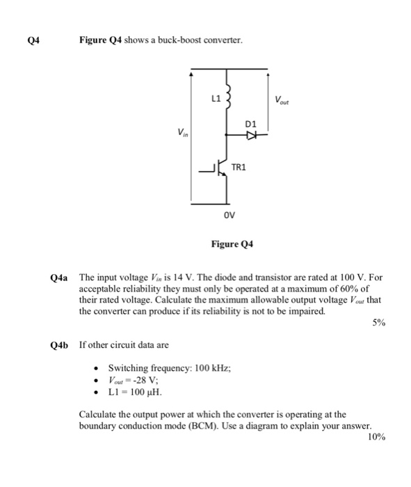 Solved Q4 Figure Q4 shows a buck-boost converter L1 Vout D1 | Chegg.com