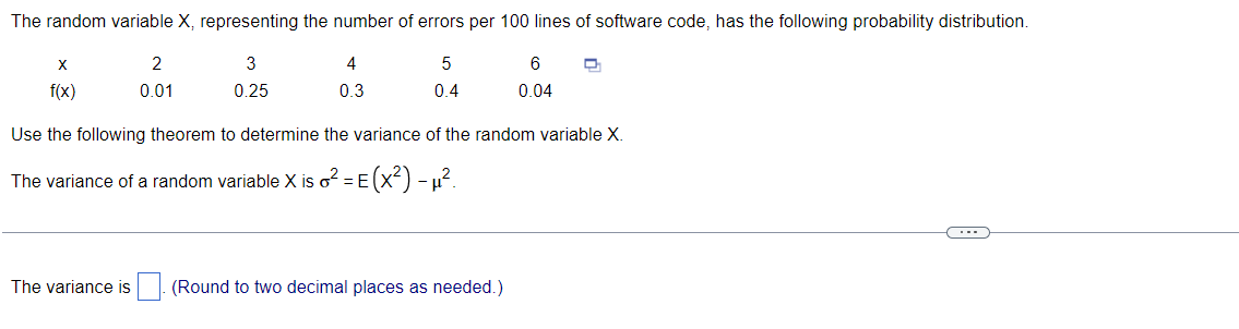 Solved Use the following theorem to determine the variance | Chegg.com