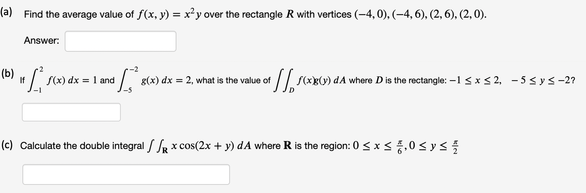 Solved (a) Find the average value of f(x, y) = x²y over the | Chegg.com