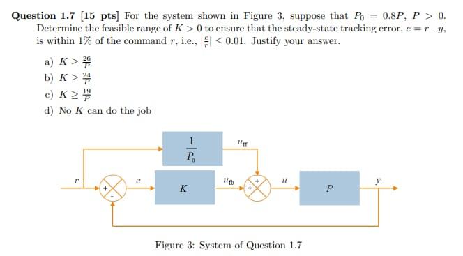 Solved Question 1.7[15pts] For the system shown in Figure 3 | Chegg.com