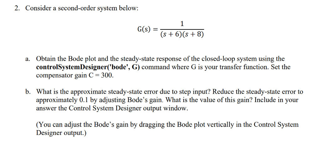 2. Consider a second-order system below: G(S)(S + 8) | Chegg.com