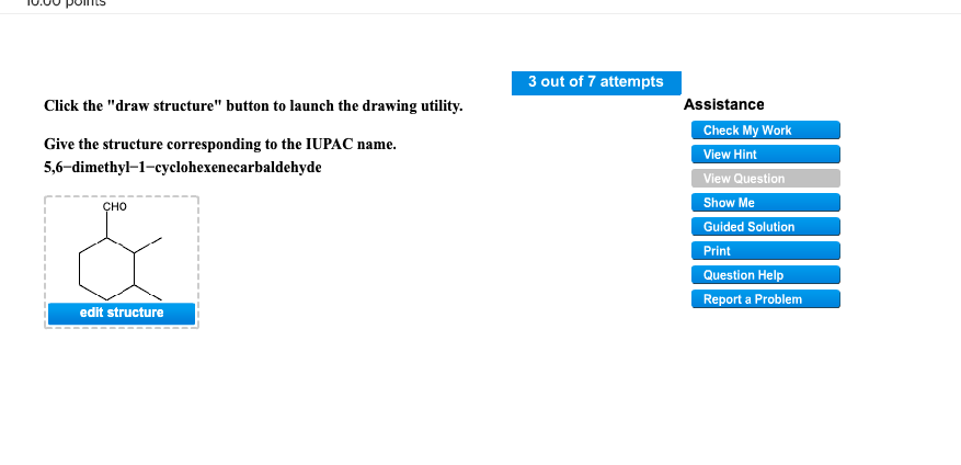 Solved 3 out of 7 attempts Click the "draw structure" button | Chegg.com