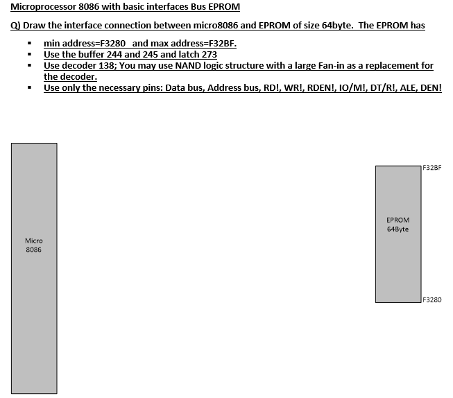 Solved Microprocessor 8086 with basic interfaces Bus EPROM | Chegg.com