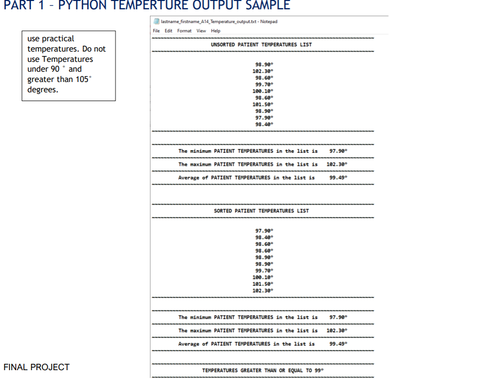 Solved PART 1. CREATE THE TEMPERATURE PROGRAM AND STORE | Chegg.com