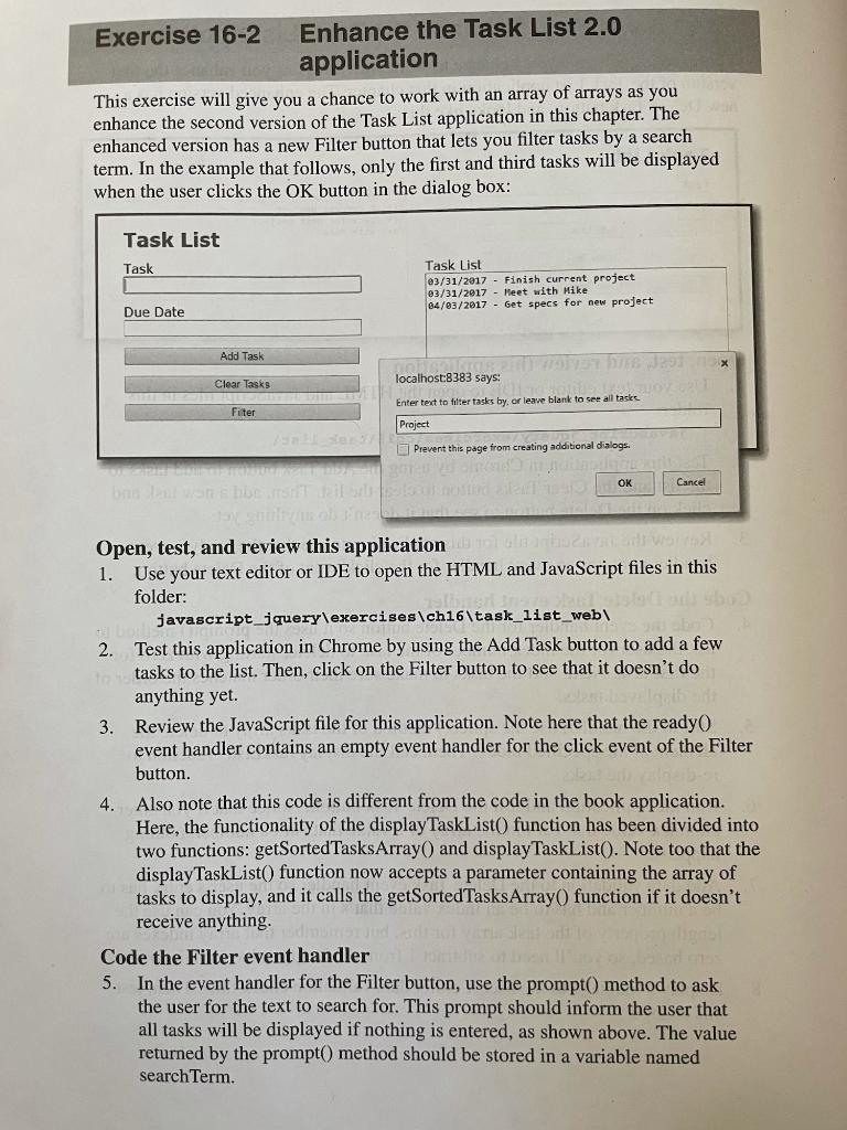 Solved Exercise 16-2 Enhance the Task List 2.0 application | Chegg.com