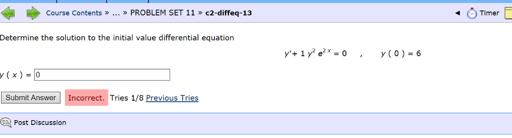 Solved Course Contents » PROBLEM SET 11 » c2-diffeq-13 Timer | Chegg.com