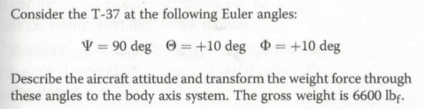 Solved Consider the T-37 at the following Euler angles: V = | Chegg.com