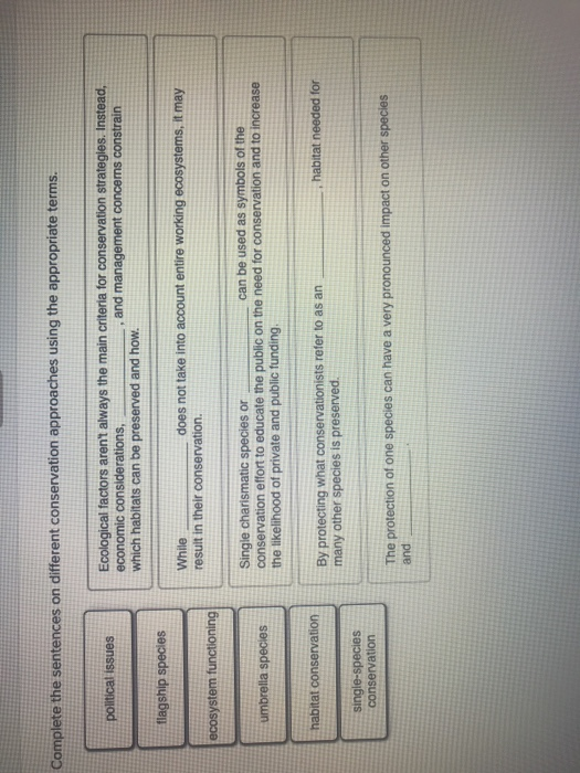 Solved complete the sentences on different conservation | Chegg.com