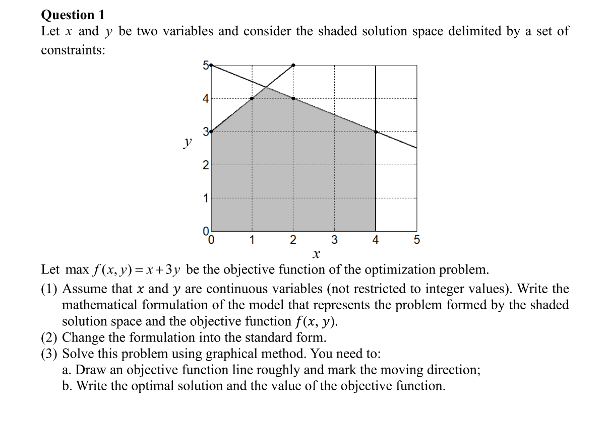 Solved Question 1 Let x and y be two variables and consider | Chegg.com